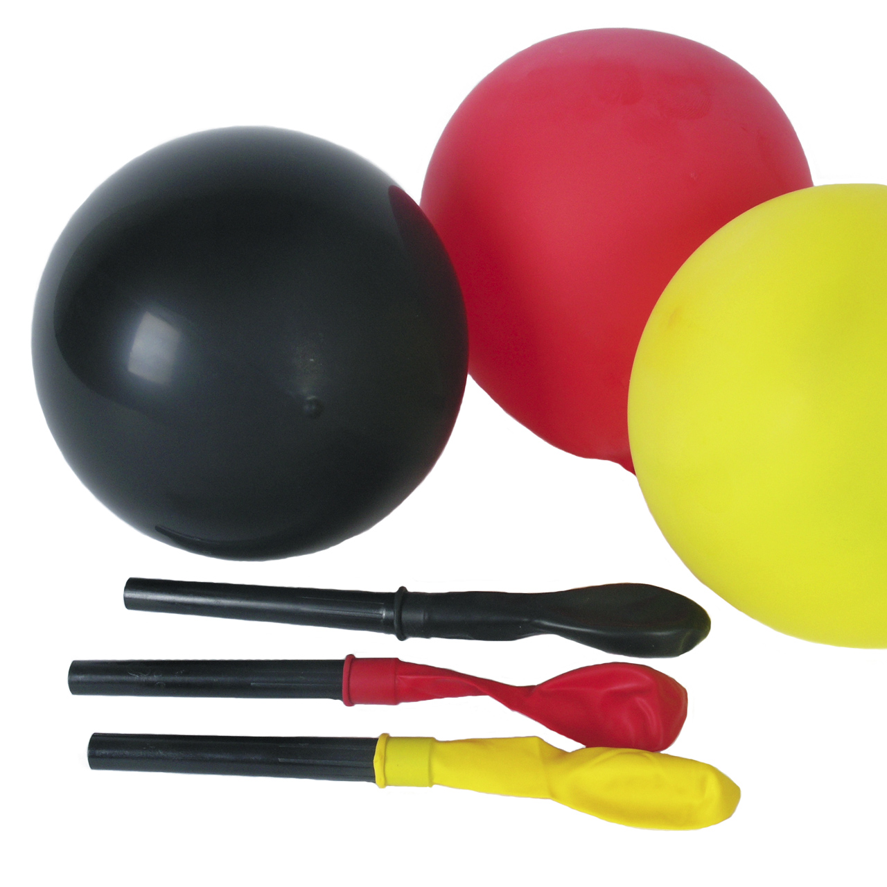 Partyheuler mit Luftballons, schwarz / rot / gold